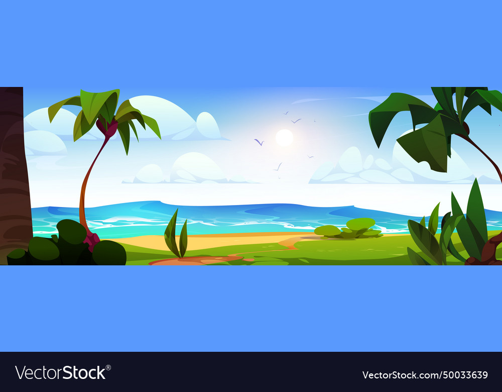 Sea beach landscape with palm trees Royalty Free Vector