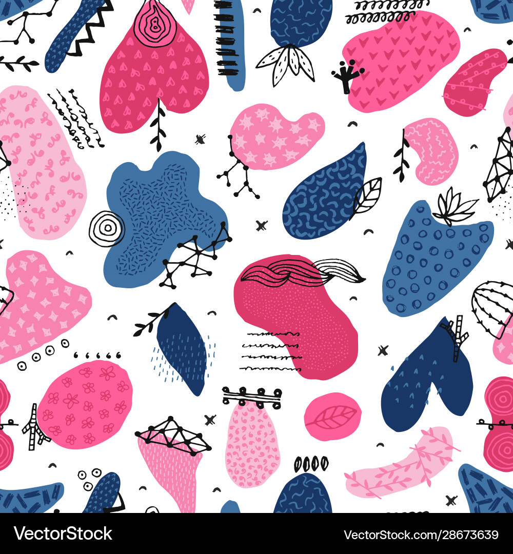 Seamless pattern with hand drawn abstract Vector Image