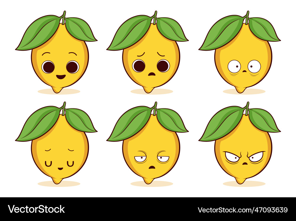 Set of cute hand drawn lemon Royalty Free Vector Image