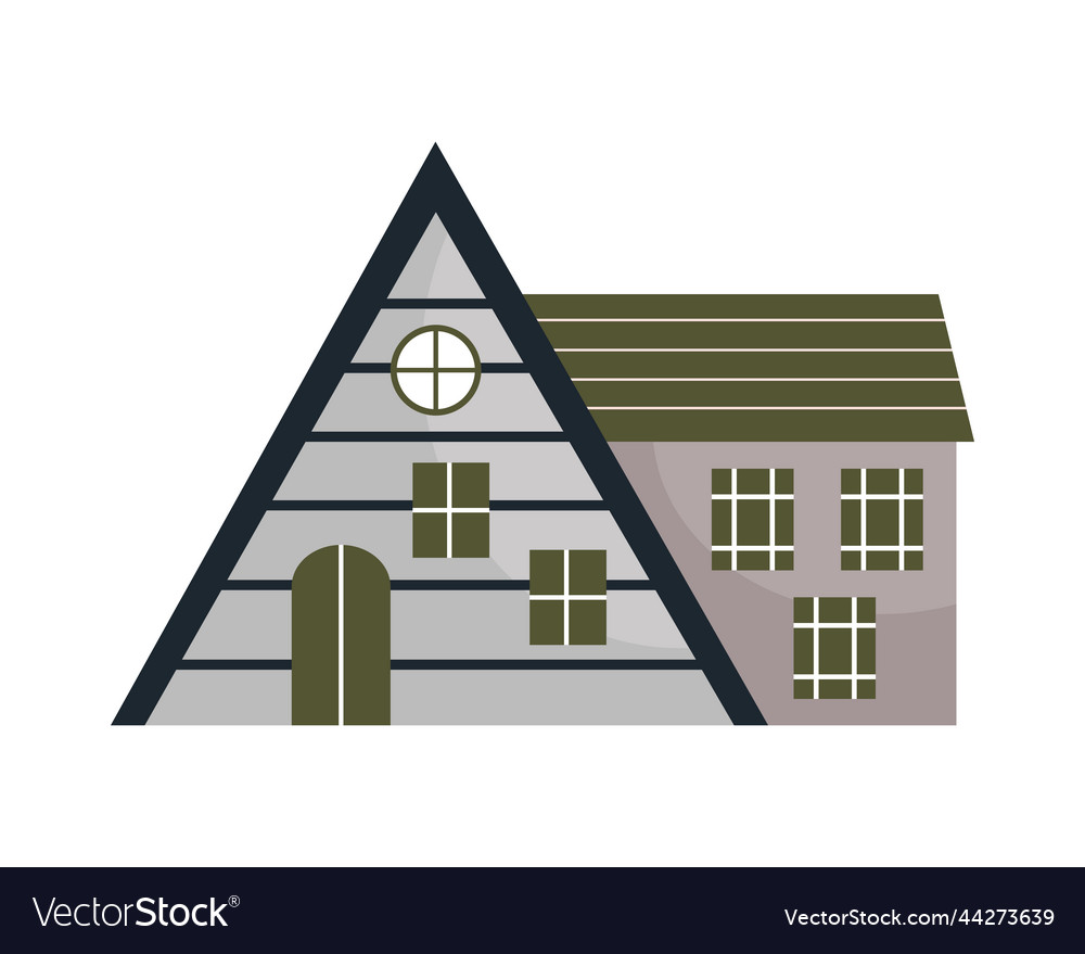 Triangular house front facade Royalty Free Vector Image
