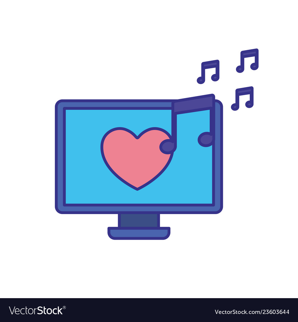 Computer screen with objects isolated icon Vector Image