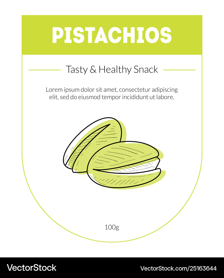 Pistachio organic nut packaging design label Vector Image