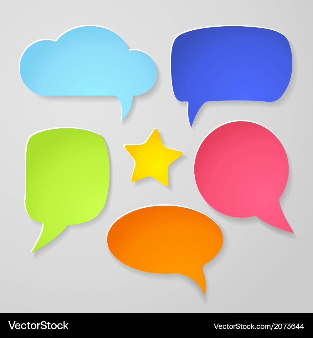 Set of colorful paper speech bubbles Royalty Free Vector