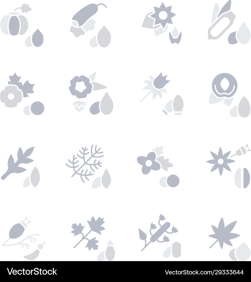 Set simple icons seeds Royalty Free Vector Image