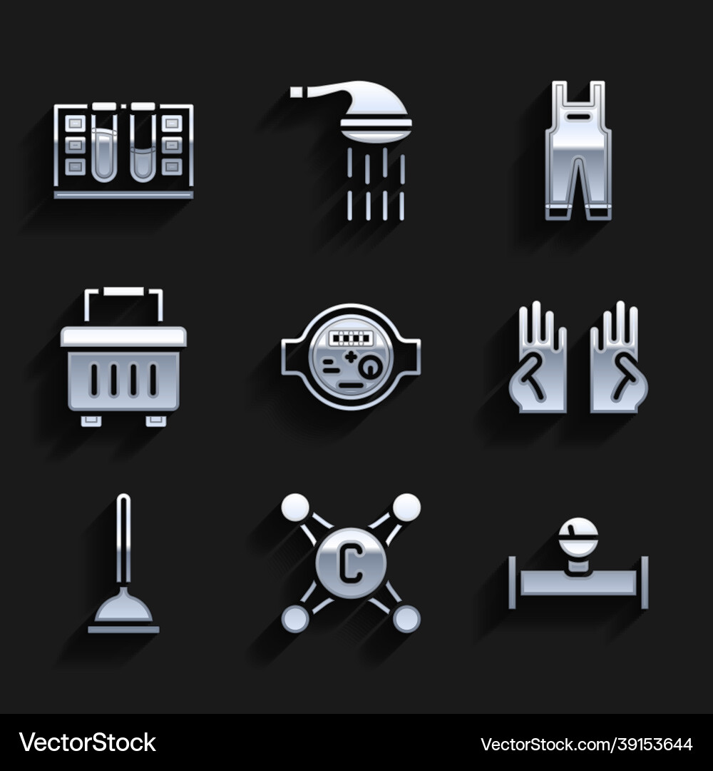 Set water meter tap industry pipe and manometer Vector Image