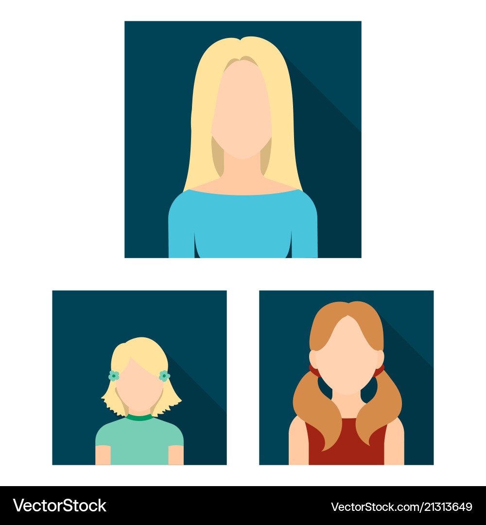 Avatar and face flat icons in set collection Vector Image