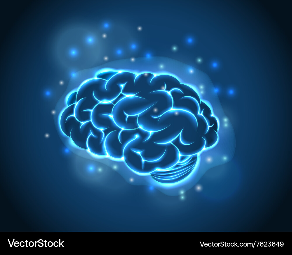 Brain concept blue background Royalty Free Vector Image