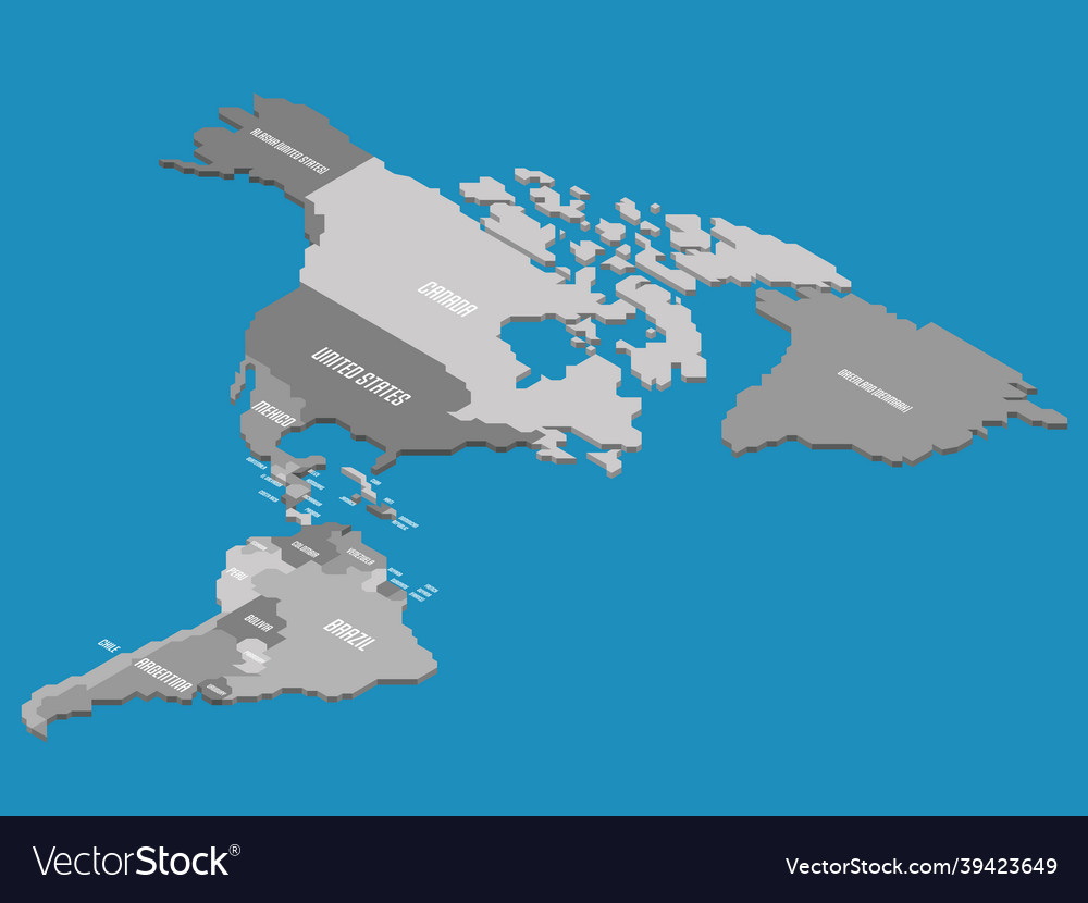 Isometric political map of americas Royalty Free Vector Isometric political map of americas Royalty Free Vector