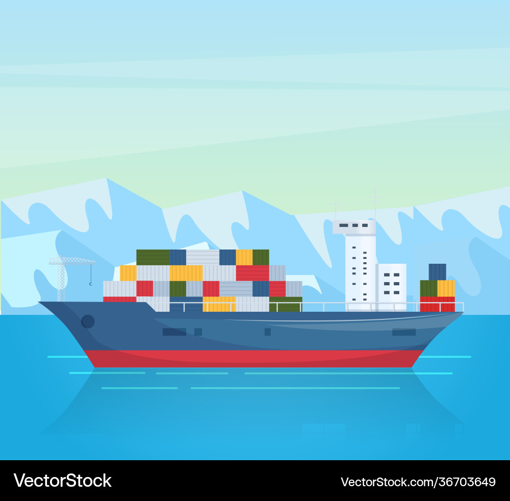 Maritime ships at sea industrial cargo Royalty Free Vector