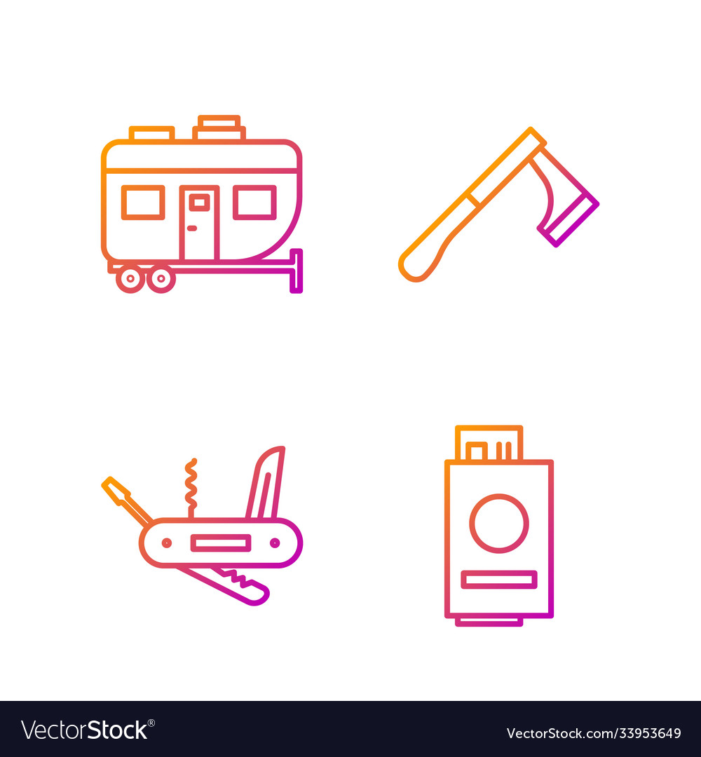 Set line passport with ticket swiss army knife Vector Image Set line passport with ticket swiss army knife Vector Image