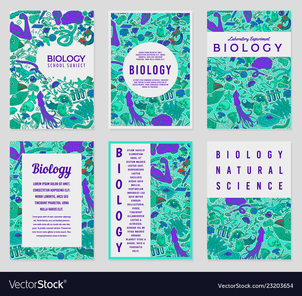 Set of biology cards science templates and Vector Image
