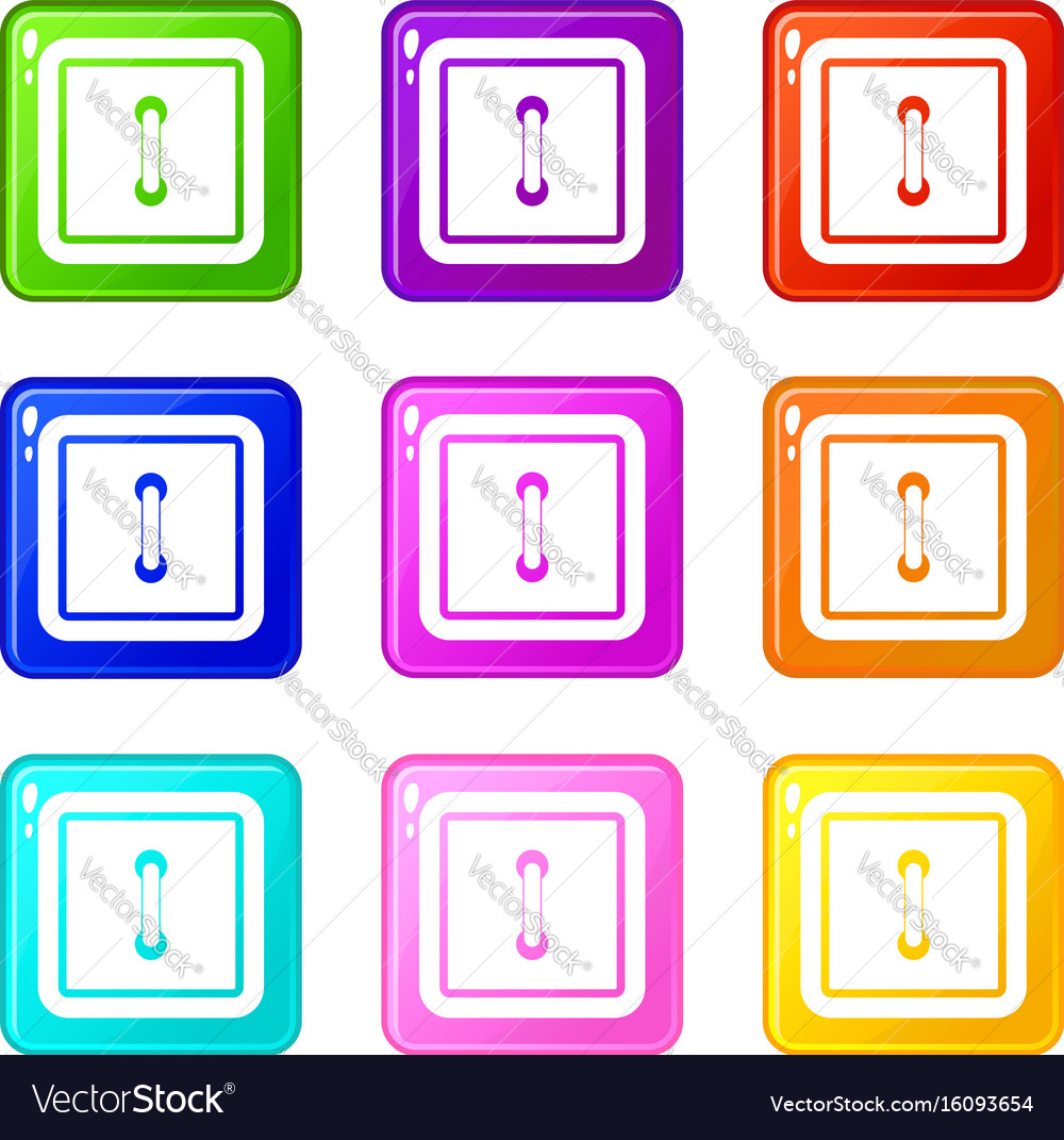Sewn square button set 9 Royalty Free Vector Image