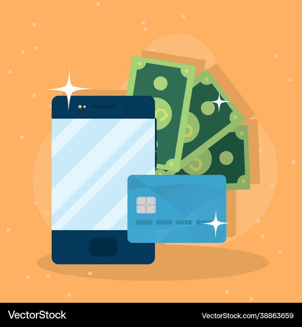 Money and smartphone Royalty Free Vector Image