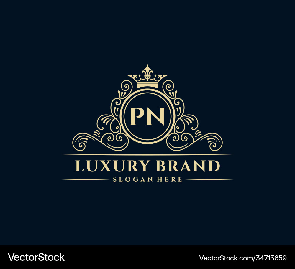 Pn initial letter gold calligraphic feminine Vector Image