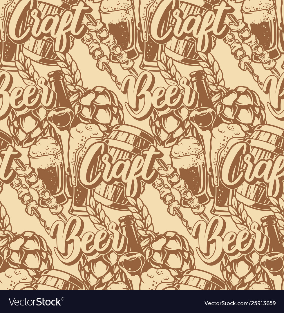 Seamless pattern with beer elements Royalty Free Vector