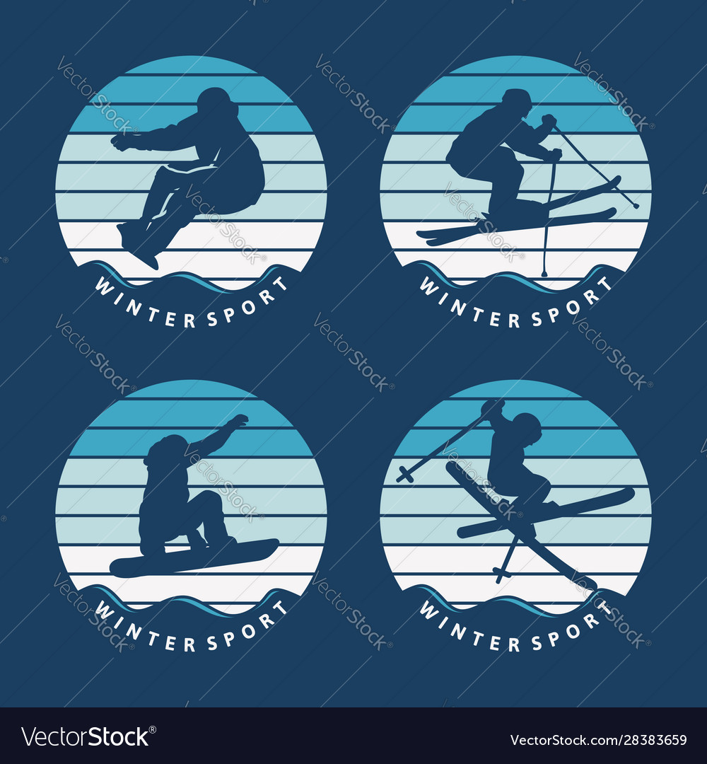 Ski and snowboard winter sport logo template pack Vector Image