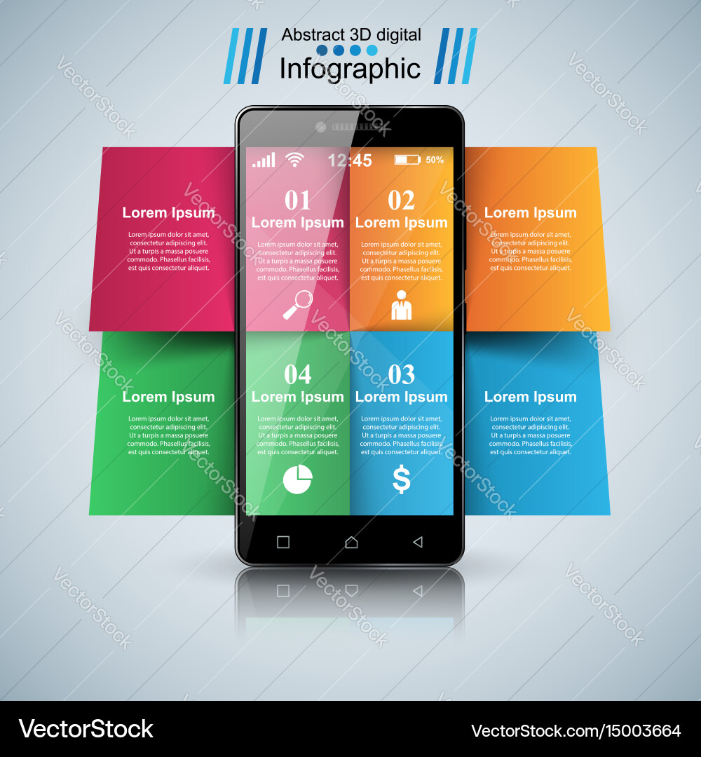 3d infographic smartphone icon Royalty Free Vector Image