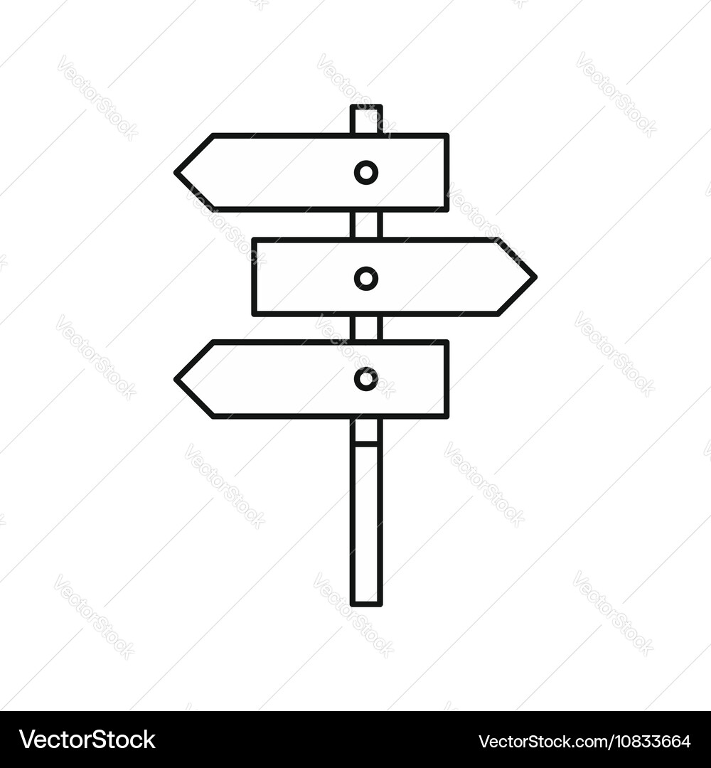 Direction signs icon outline style Royalty Free Vector Image