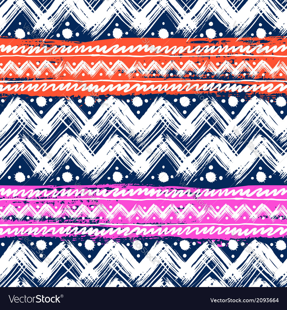 Ethnic pattern hand painted with zigzag Royalty Free Vector