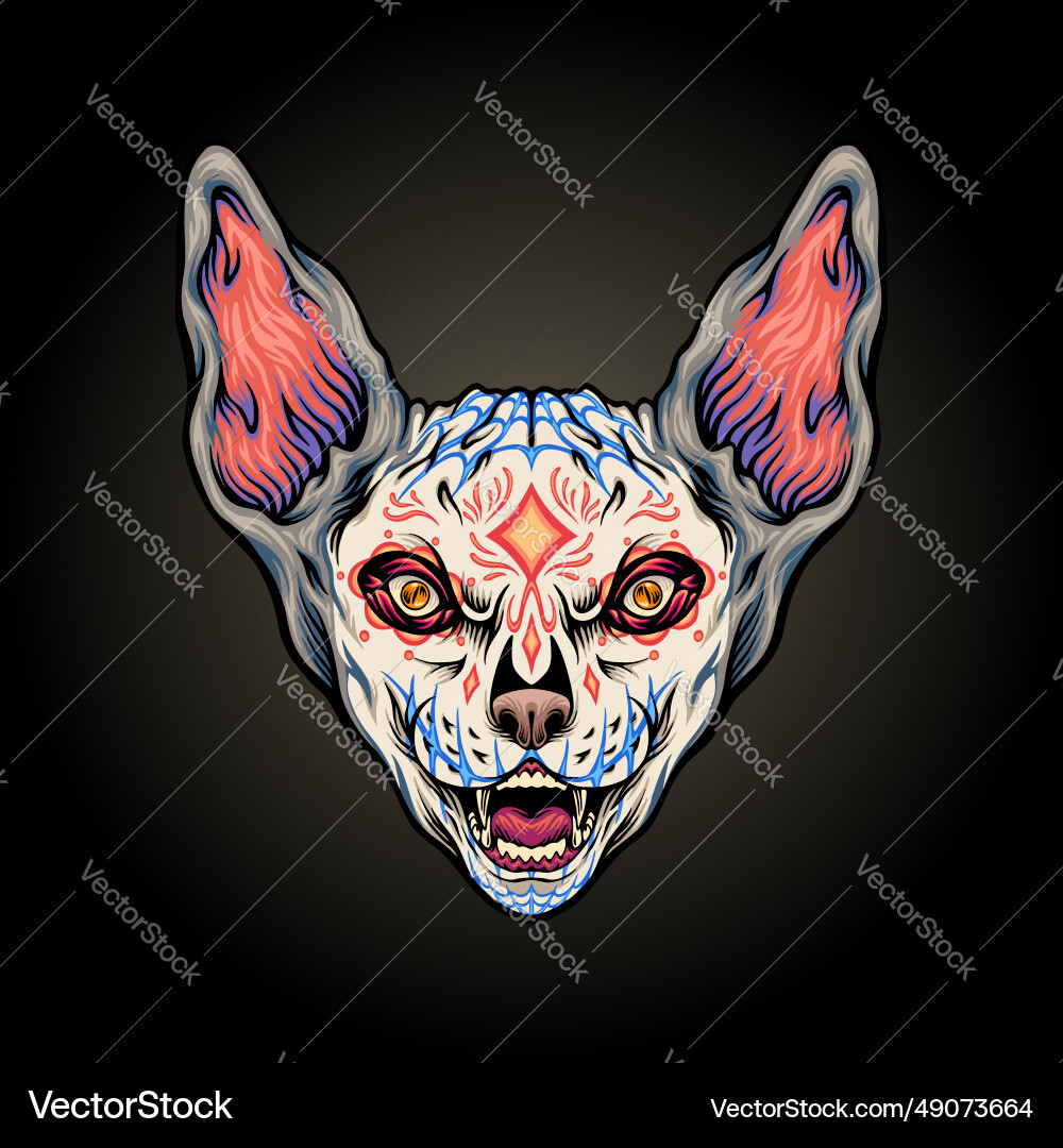 Nightmare embrace ornate bat head darkness Vector Image