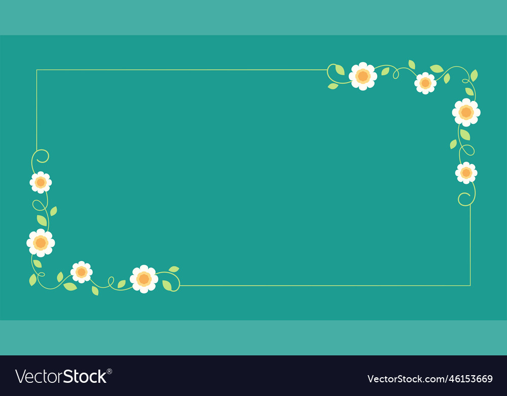 Cute botanical rectangular frame hand drawn line Vector Image