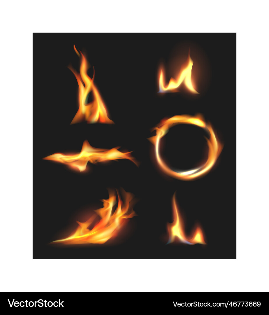 Fire flame various shapes of hot explosion Vector Image