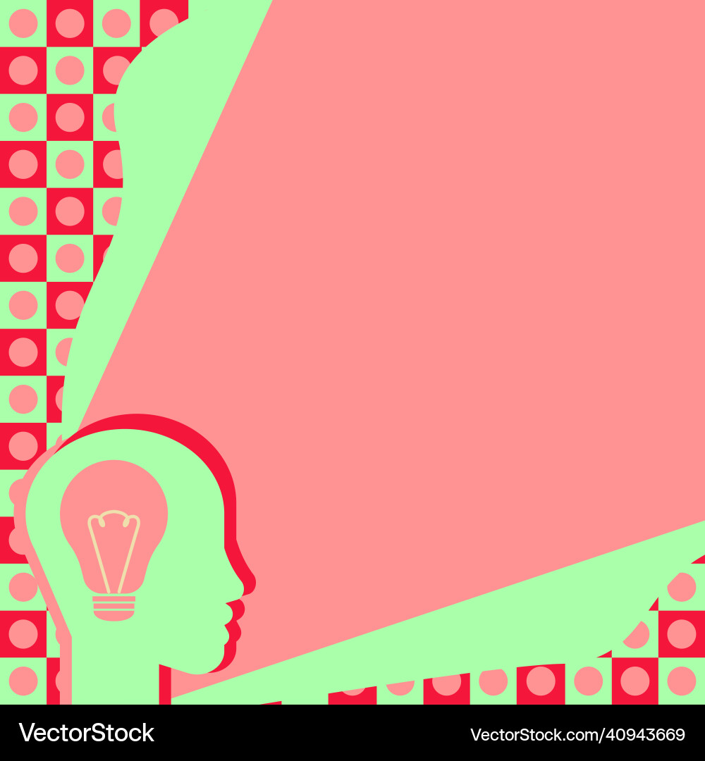 Head with illuminated light bulb with showing Vector Image