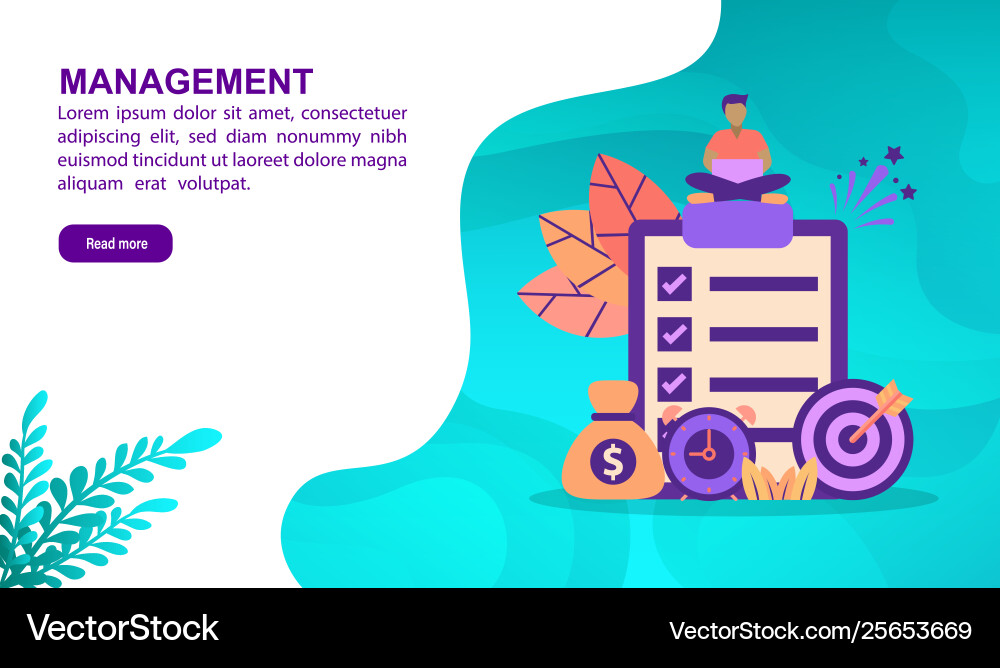 Management concept with character template Vector Image