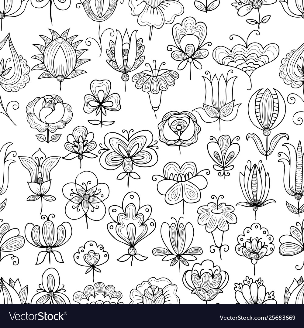 Seamless pattern outlines various Royalty Free Vector Image