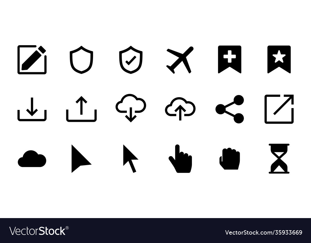 Solid essential ui icon set Royalty Free Vector Image