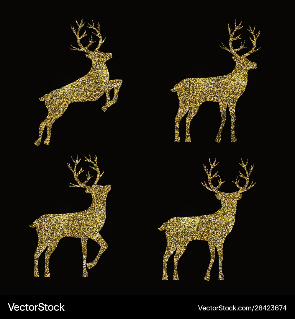 Abstract set with golden deer for celebration Vector Image