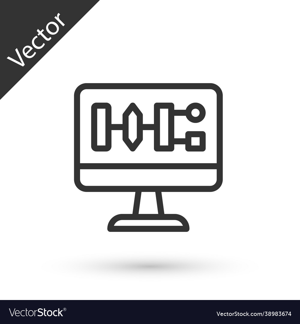 Grey line algorithm icon isolated on white Vector Image