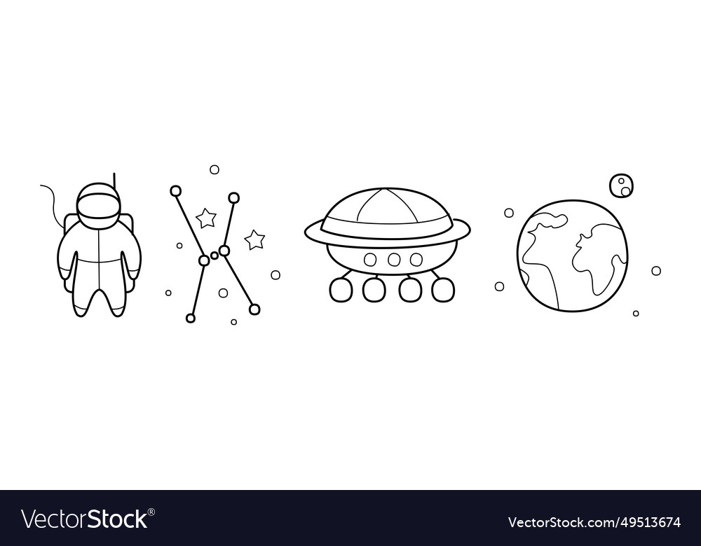 Outer space and universe icon in outline style Vector Image