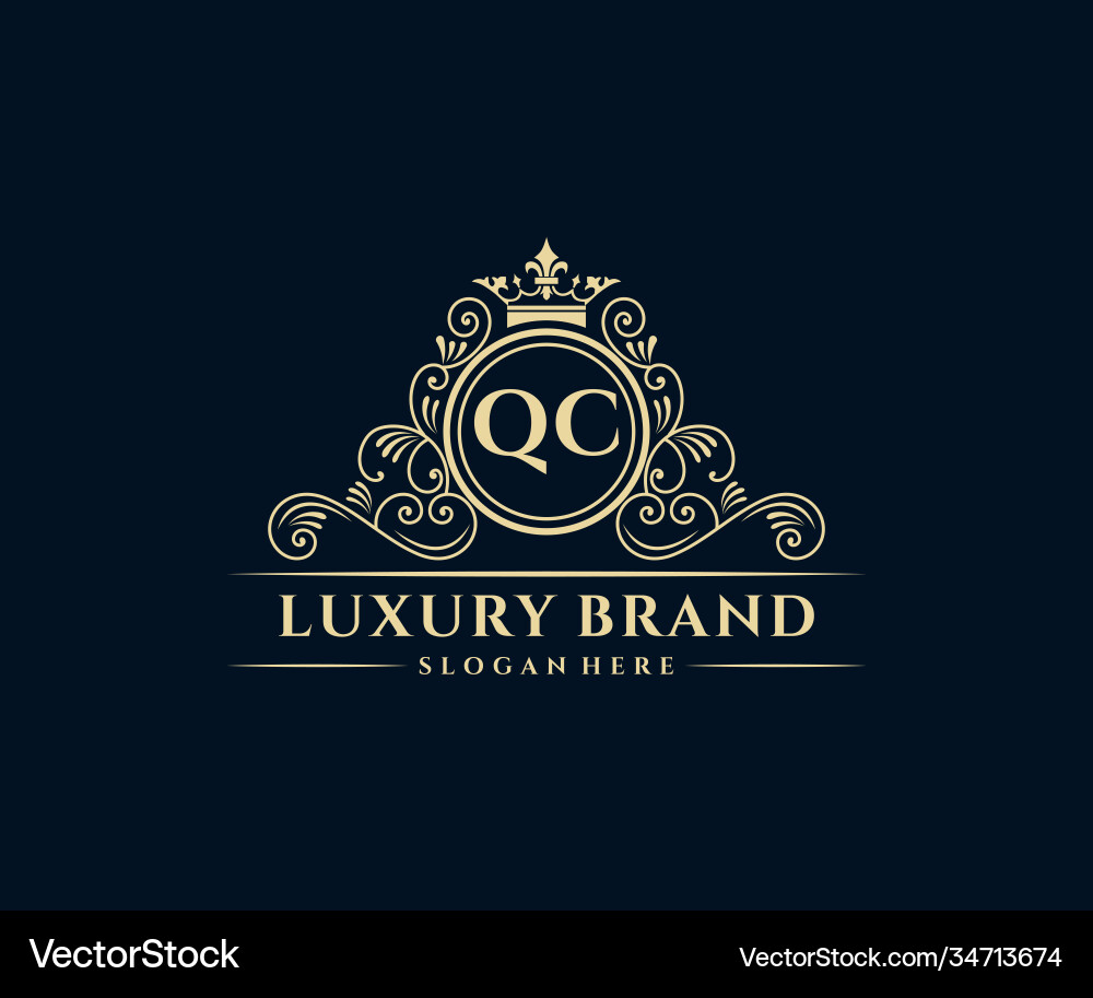 Qc initial letter gold calligraphic feminine Vector Image