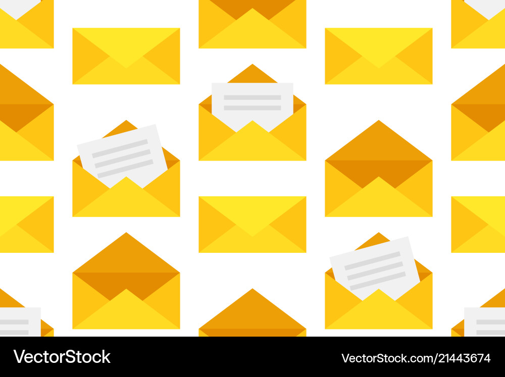 Seamless pattern with yellow envelopes Royalty Free Vector