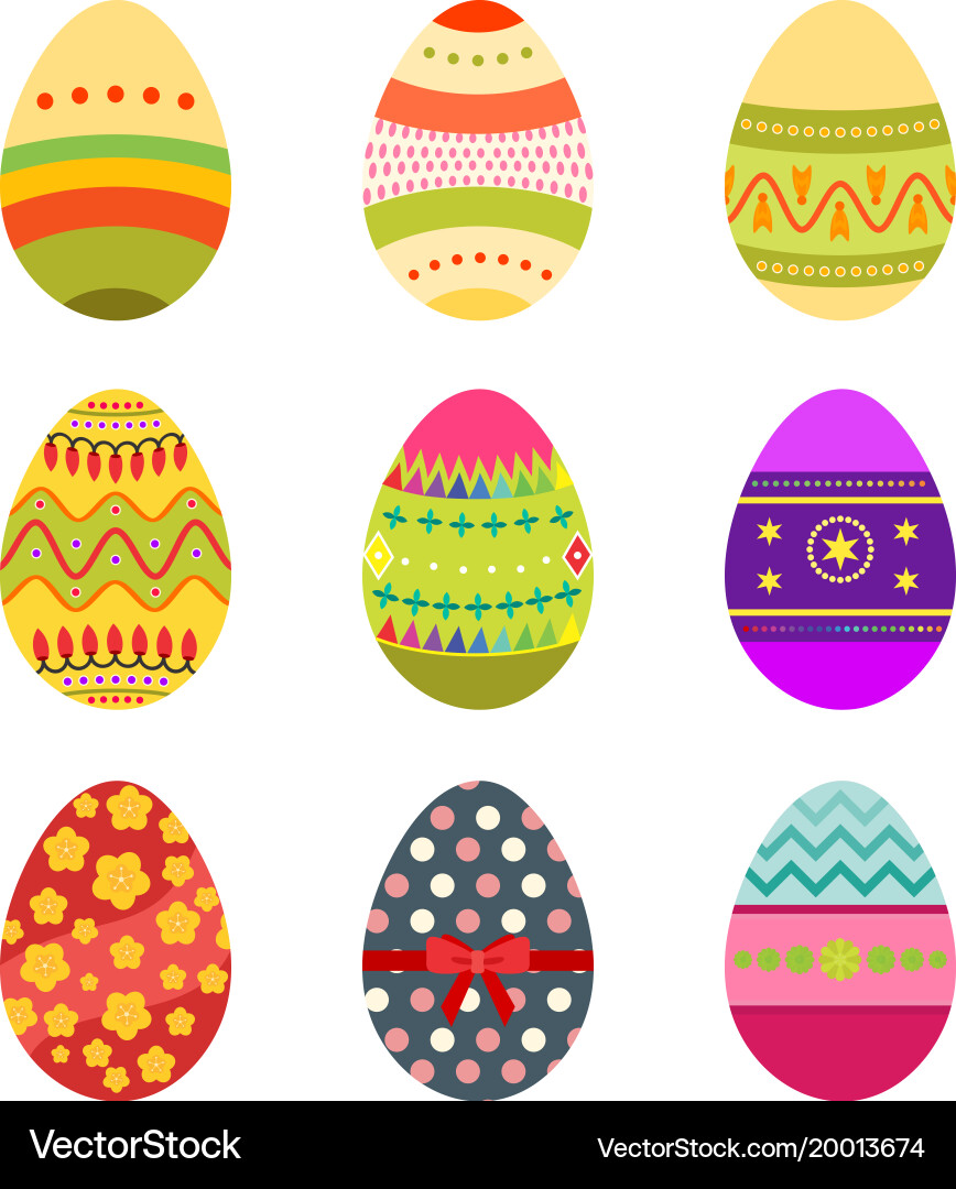 Set of easter eggs with boho design Royalty Free Vector
