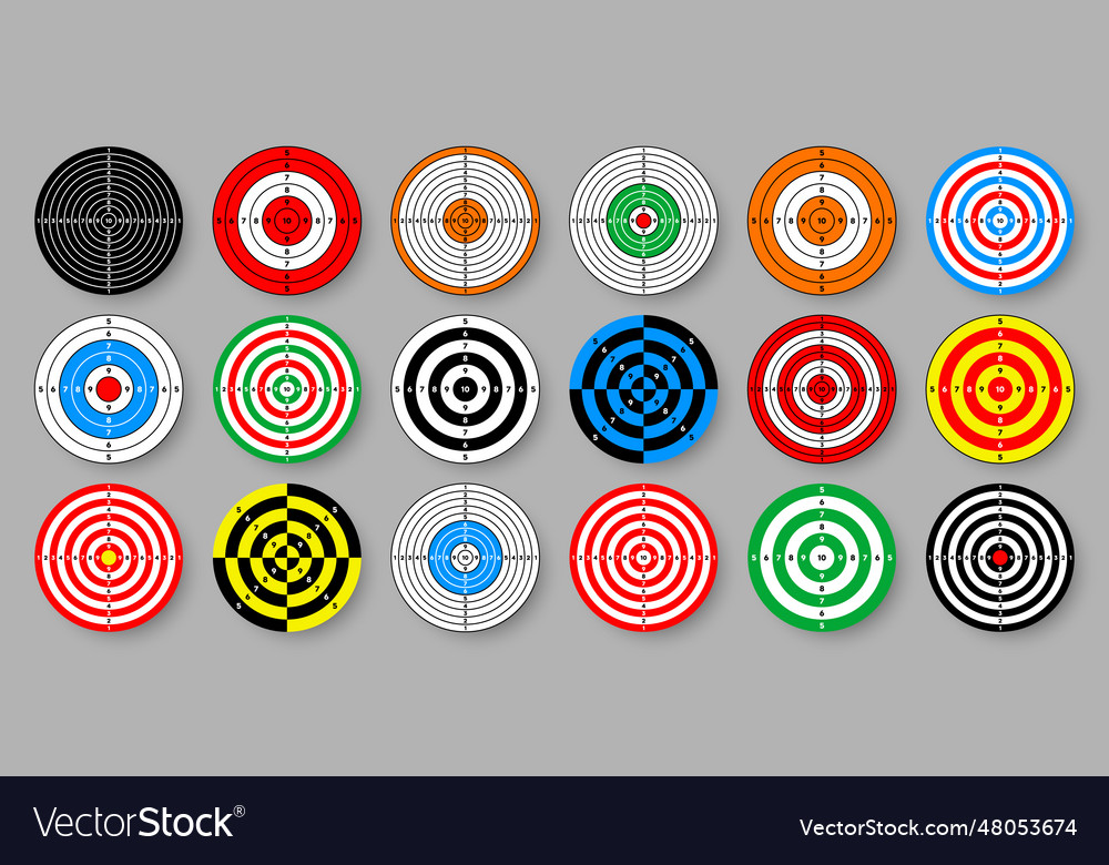 Shooting Range Paper Targets Round Target With Vector Image
