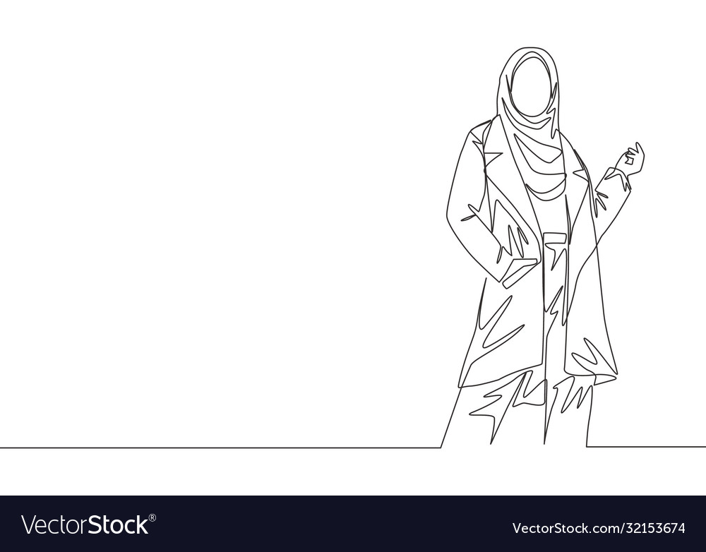 Single Continuous Line Drawing Young Happy Vector Image