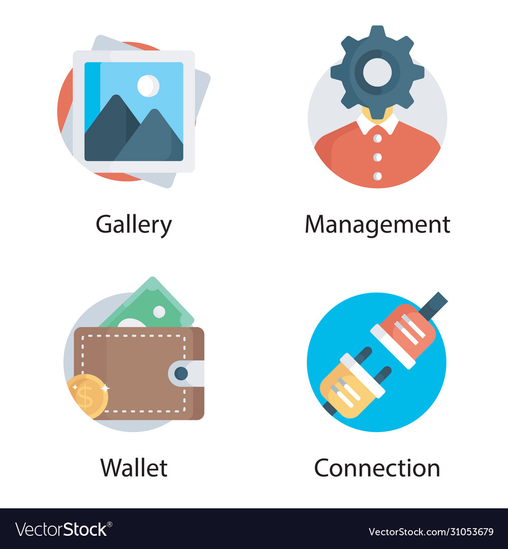 Bundle colorful flat icons Royalty Free Vector Image