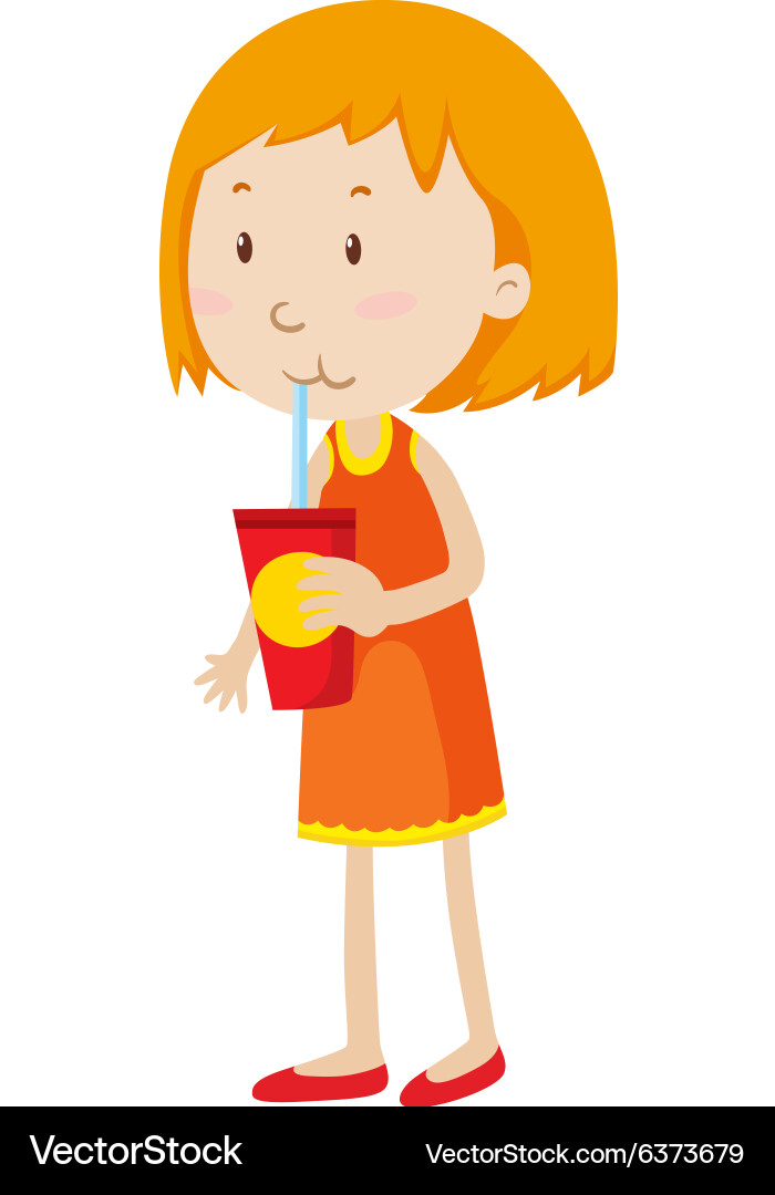 Little girl drinking from a cup Royalty Free Vector Image