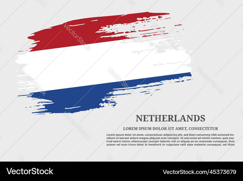 Netherlands flag grunge brush and poster Vector Image