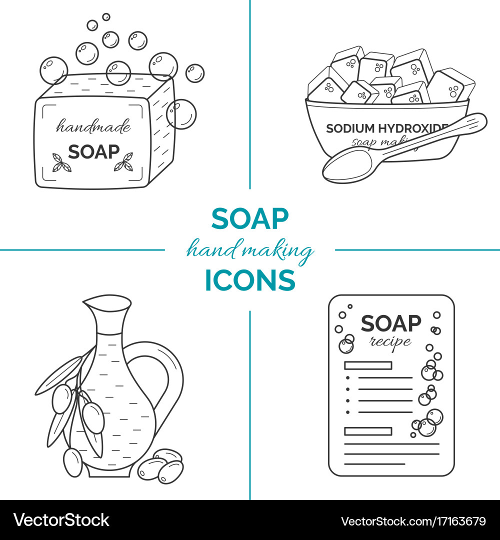 Set of thin line icons handmade soap Royalty Free Vector