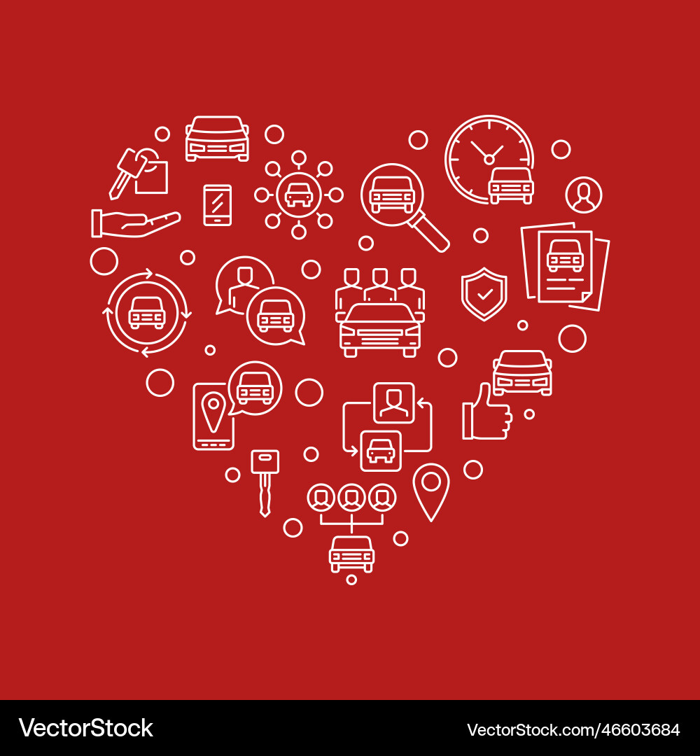 Car sharing heart line banner - carsharing Vector Image