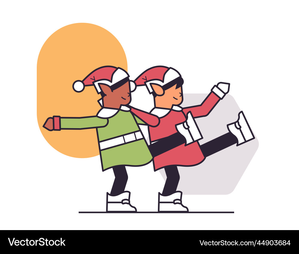 Mix race elves having fun santa helpers team Vector Image