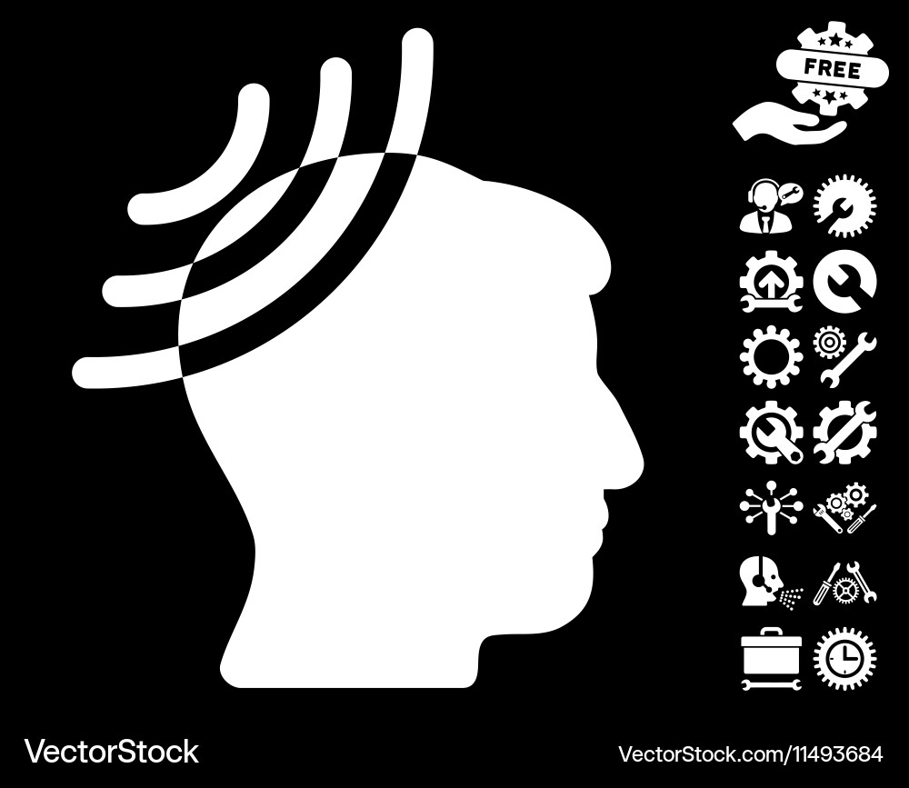 Radio reception head icon with tools bonus Vector Image