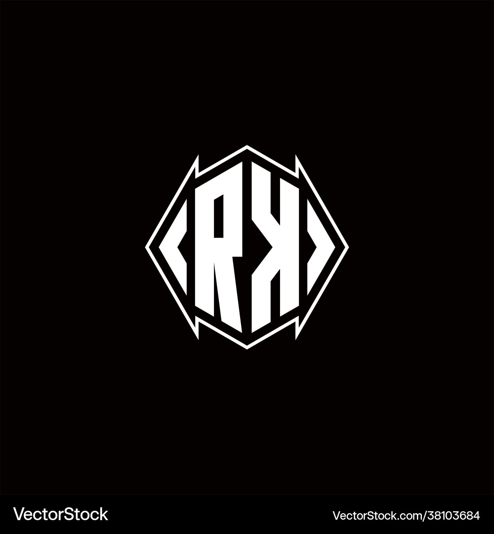 Rk logo monogram with shield shape designs Vector Image