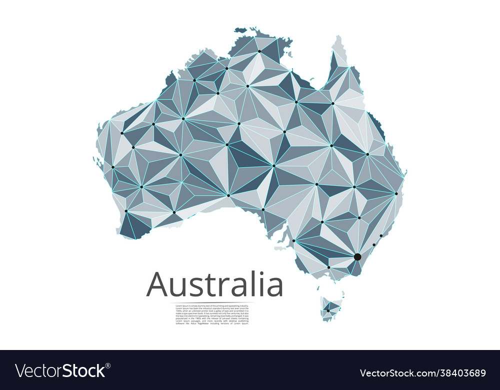Australia communication network map low poly Vector Image