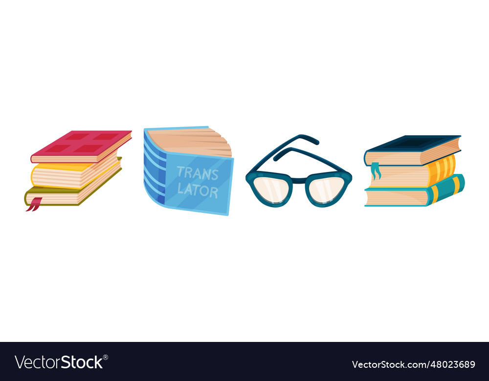 Books in colorful hard cover with pages set Vector Image Books in colorful hard cover with pages set Vector Image