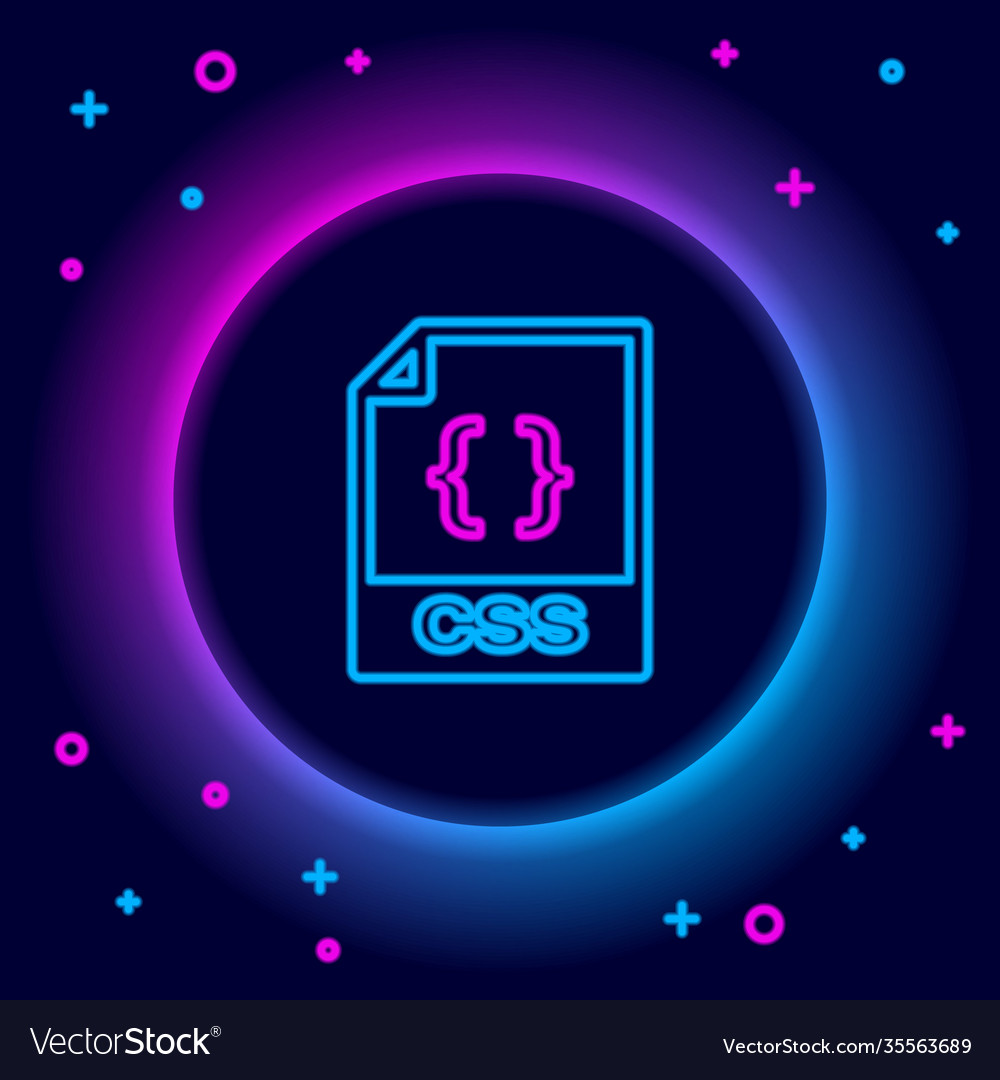 Glowing neon line css file document download css Vector Image Glowing neon line css file document download css Vector Image