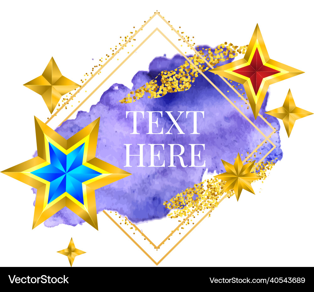 Gold frame paint hand painted brush stroke Vector Image